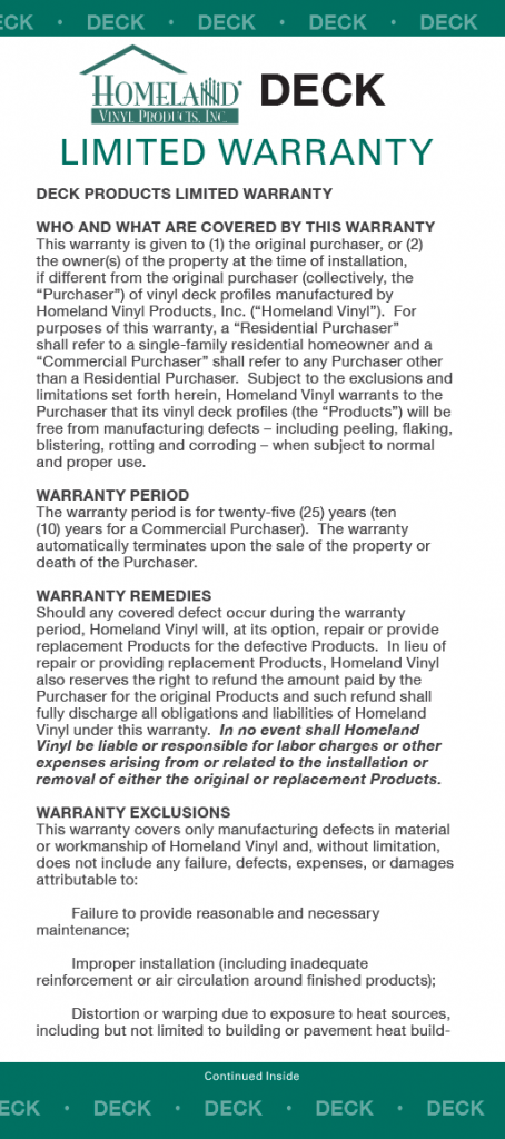 Brochures | Homeland Vinyl Products: Vinyl Fence, Vinyl Deck, Vinyl ...